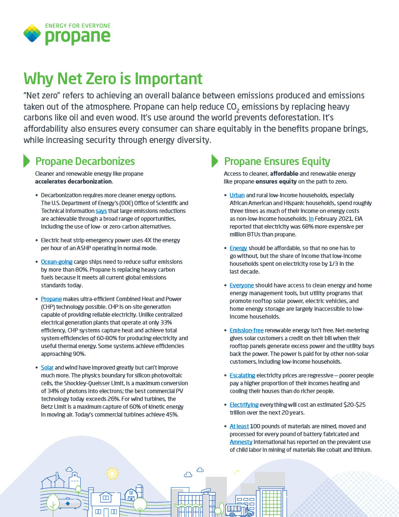 Propane & Net Zero Factsheet with Q&A | PERC