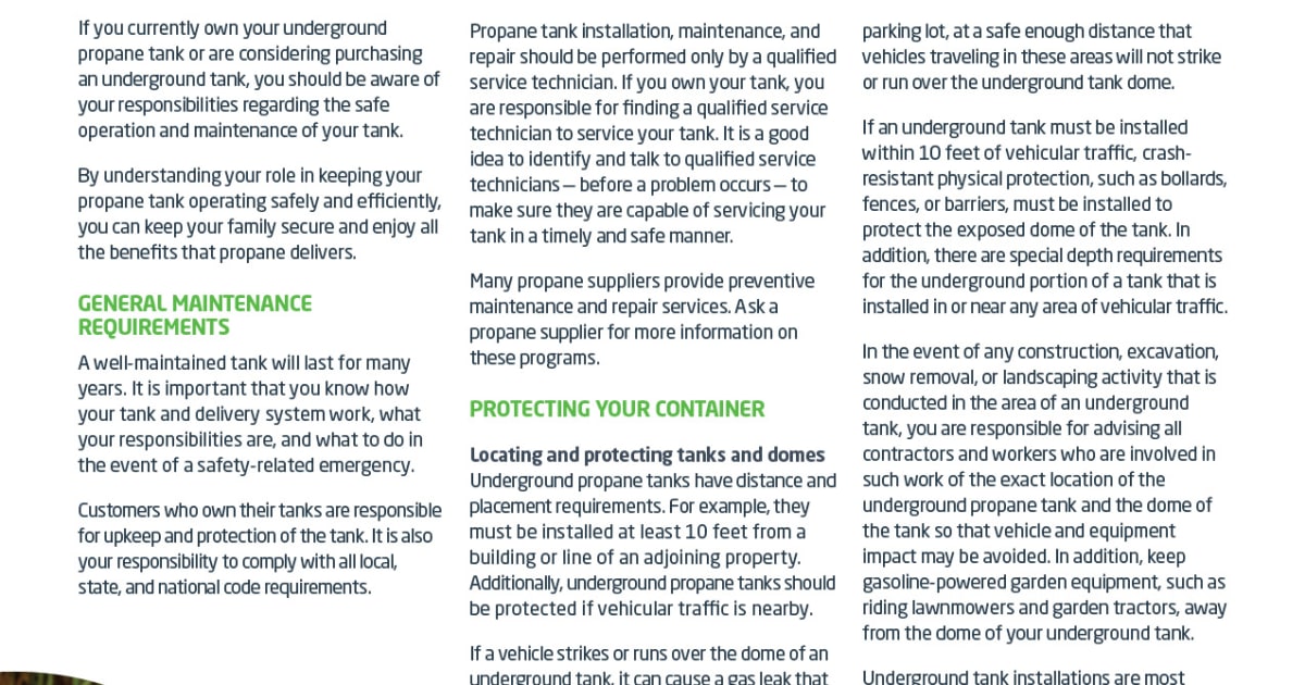 Underground Propane Tank Ownership Brochure | PERC