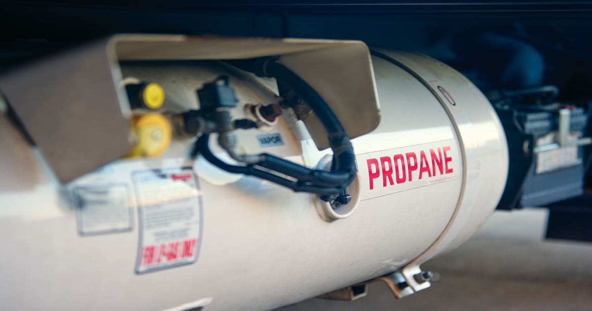 Close-up of Propane Autogas Fuel Tank on Medium Duty Truck | PERC